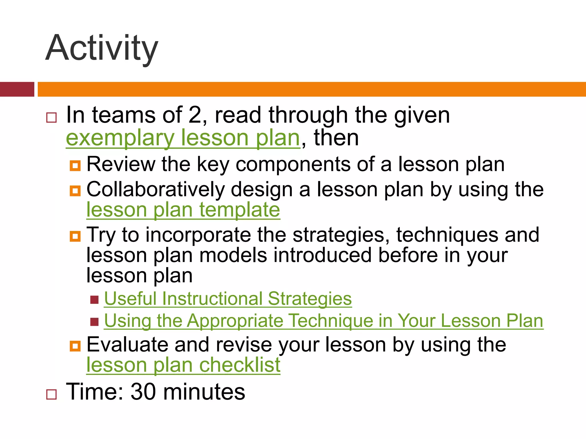 Lesson Plan PowerPoint Presentation | PPTX