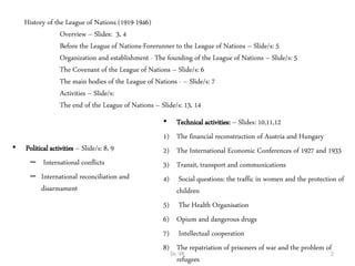 History of the League of Nations (1919-1946) | PPTX | War and Conflicts