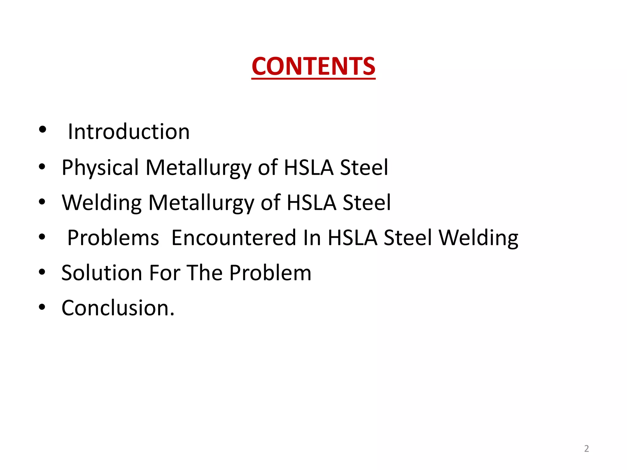 Welding of High Strength low Alloy (HSLA) Steels | PPTX