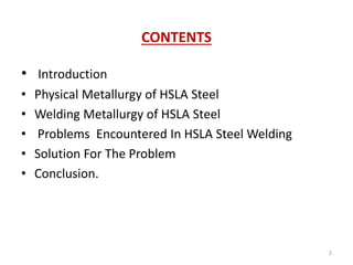 Welding of High Strength low Alloy (HSLA) Steels | PPTX