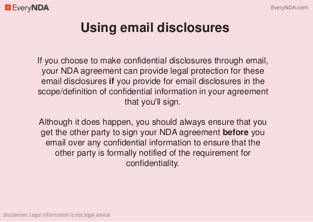 NDA agreement to protect information disclosed by email