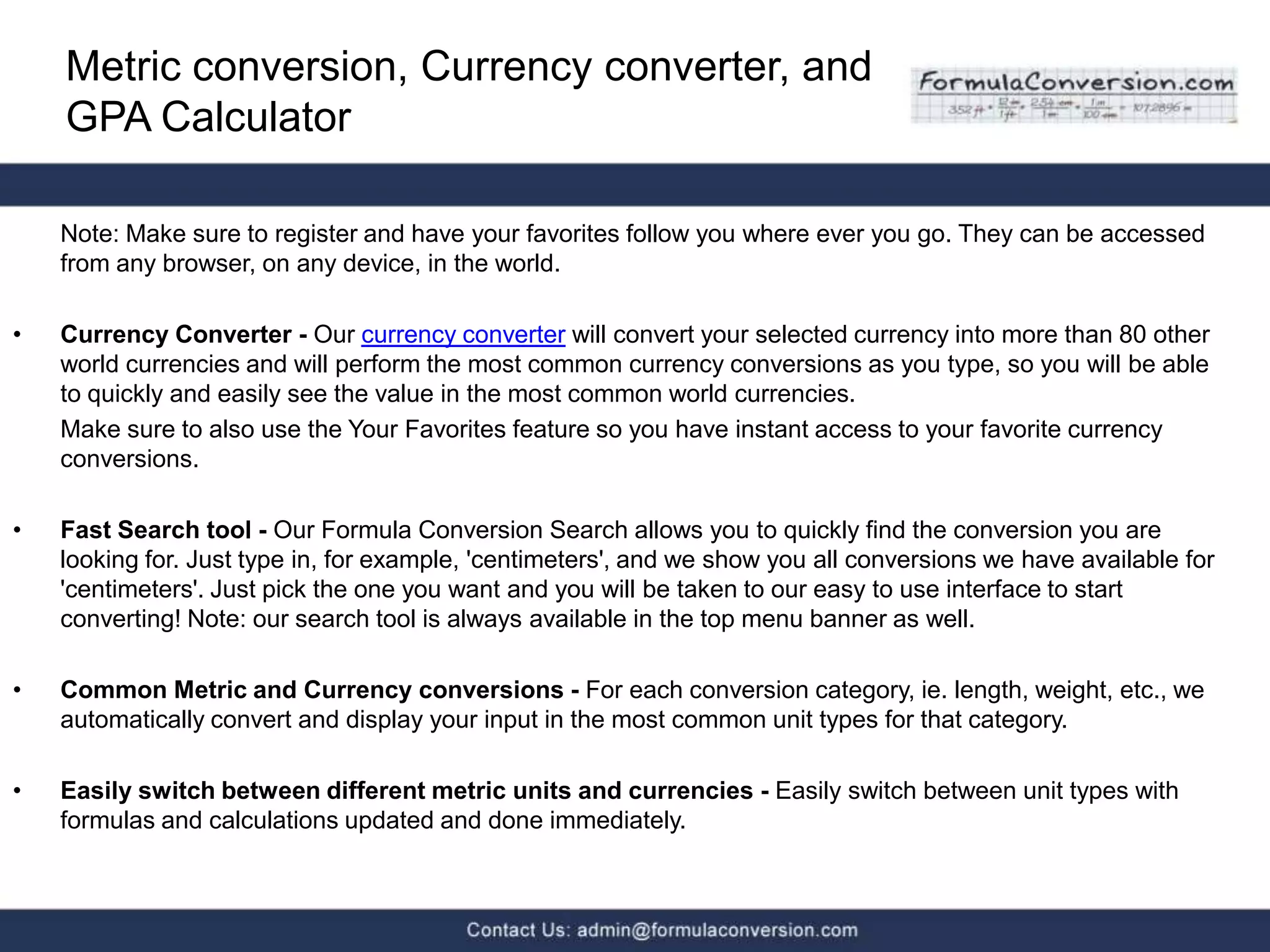 Metric conversion calculator | PPTX