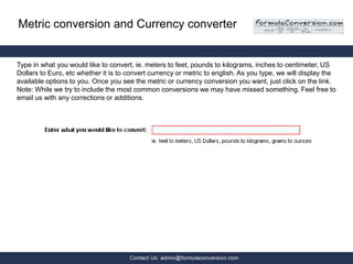 Metric conversion calculator | PPT