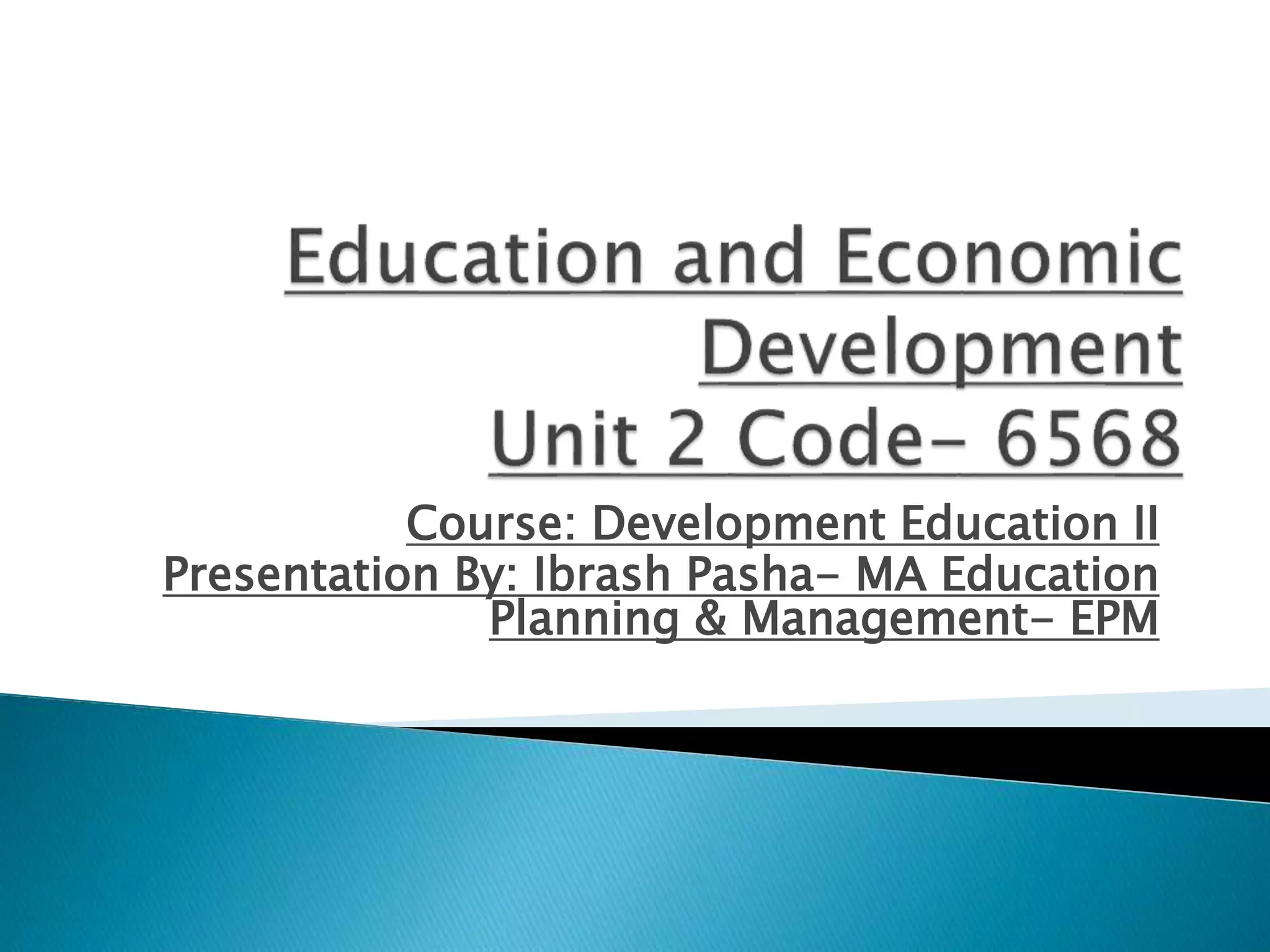 Education and Economic Development | PPT