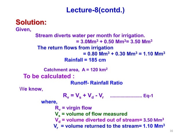 Class lectures on hydrology by Rabindra Ranjan Saha, Lecture 8 | PPTX