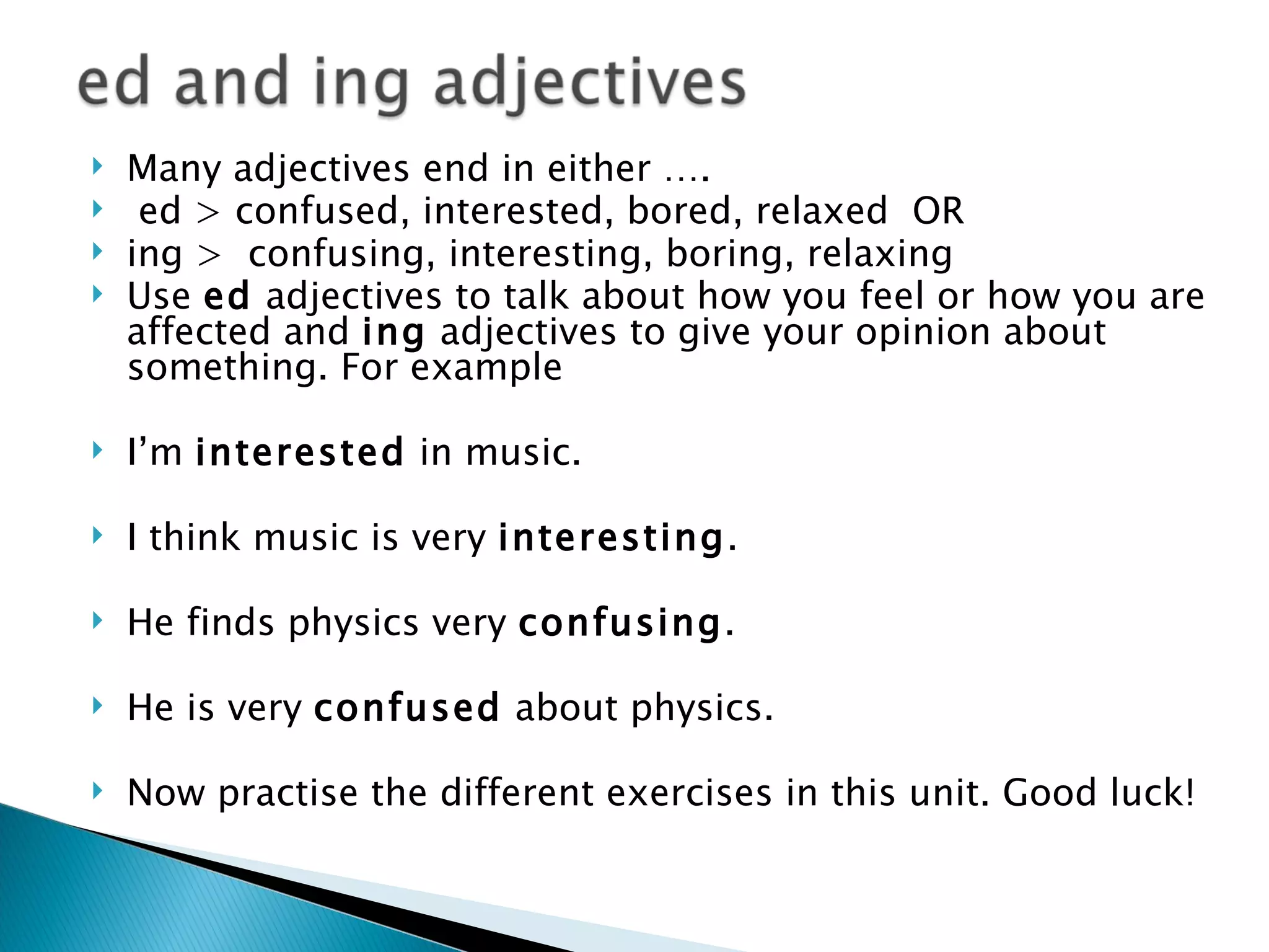 Presentation - Adjectives to describe feelings | PPT