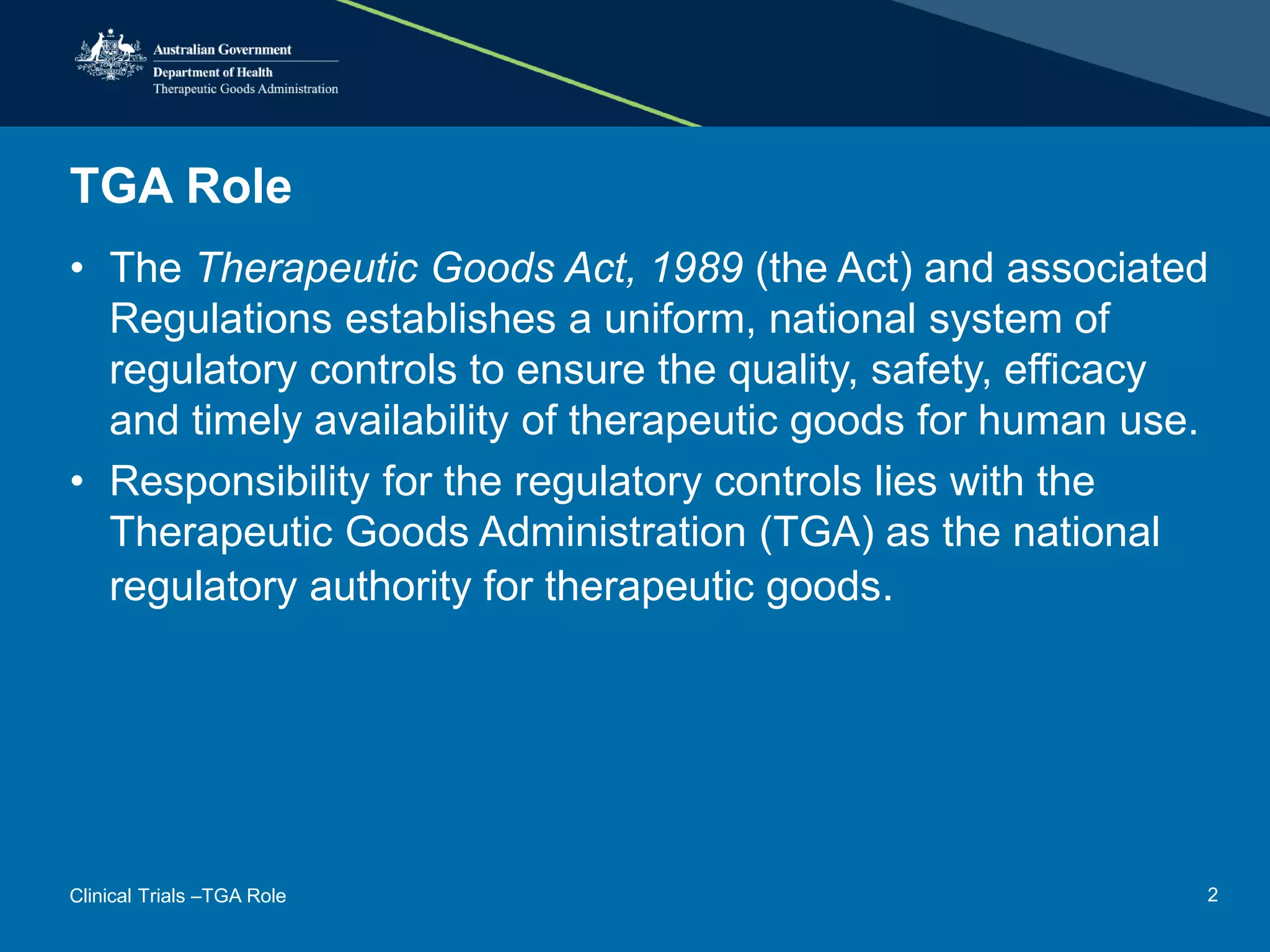 Clinical Trials - TGA Role | PPTX