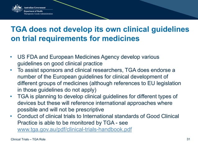 Clinical Trials - TGA Role | PPTX