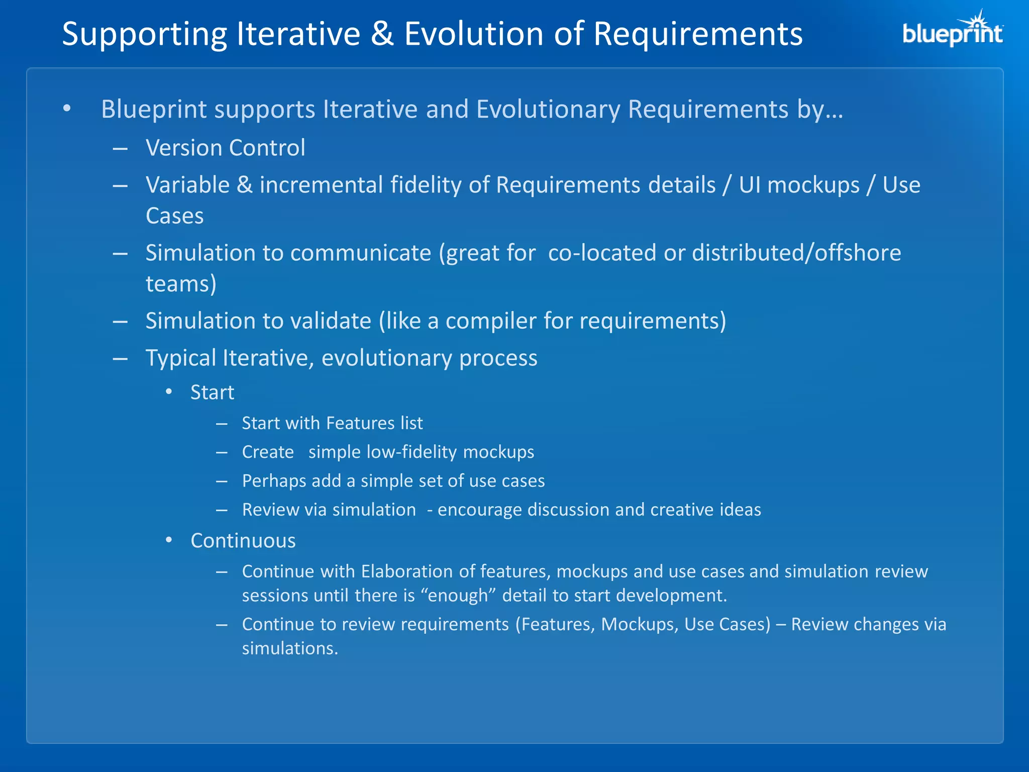 Presentation agile with Blueprint Requirements Center | PDF