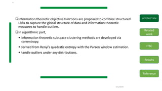 information theoretic subspace clustering | PPTX | Physics | Science