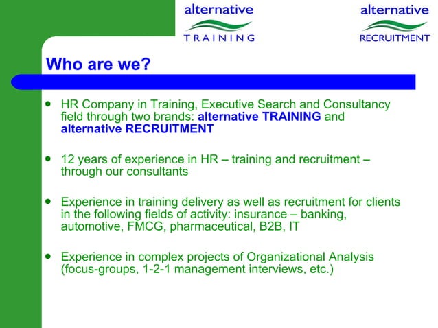Presentation alternative TRAINING & alternative RECRUITMEN | PPT