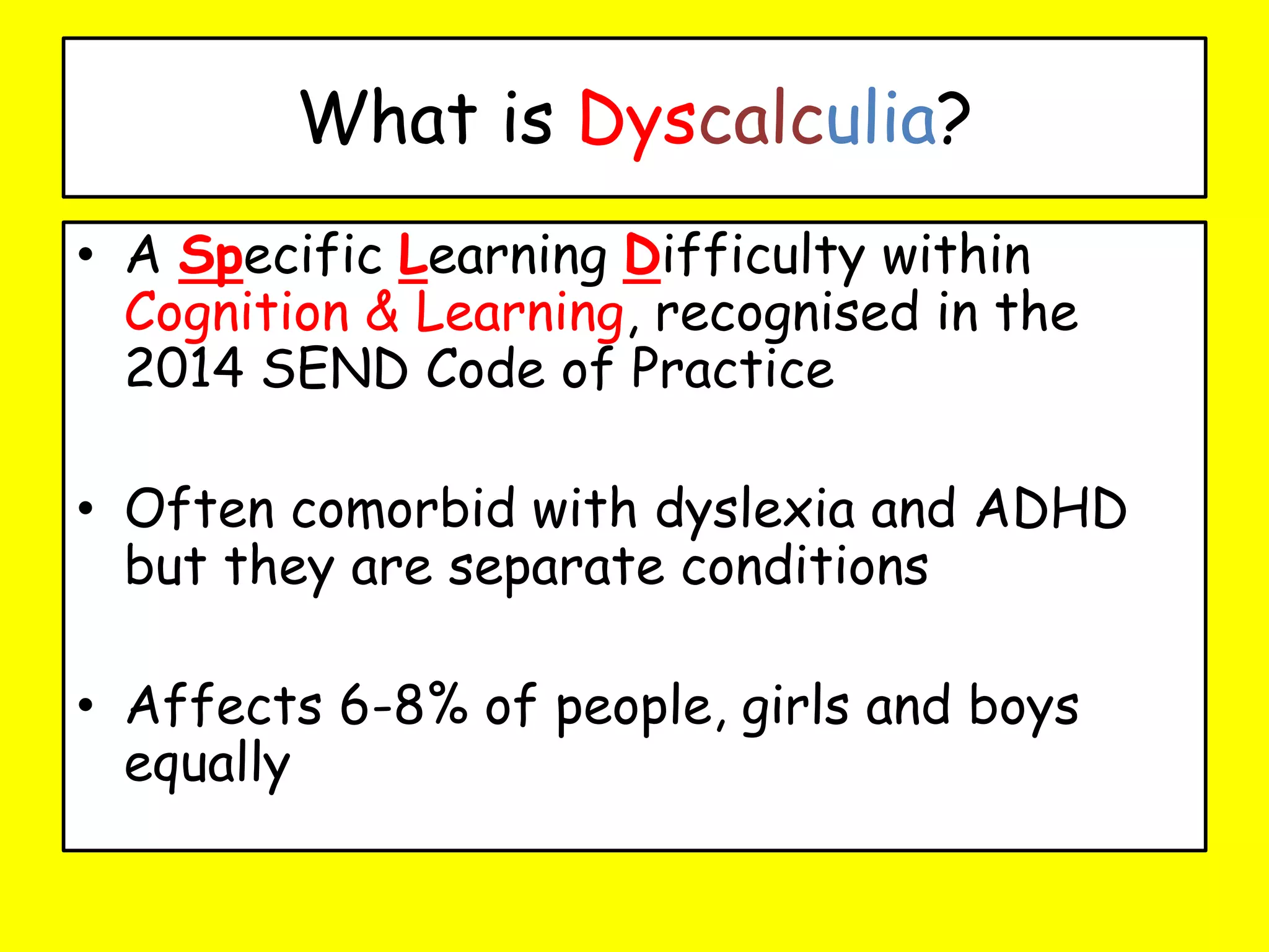 Dyscalculia- 15 minute presentation | PPTX
