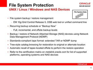 Presentation announcing oracle secure backup 10.3 | PDF