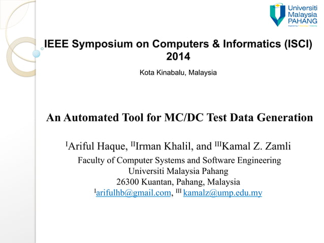 An Automated Tool for MC/DC Test Data Generation | PPT