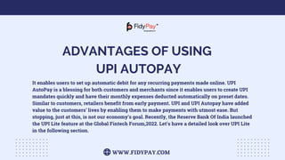 How FidyPay Is The Best UPI AutoPay Service Provider Company? | PPT