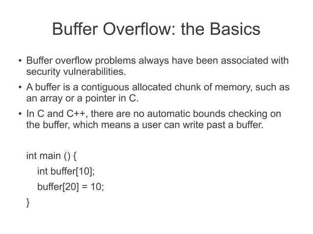 Presentation Buffer Overflow Attacks And Theircountermeasures Ppt 7555