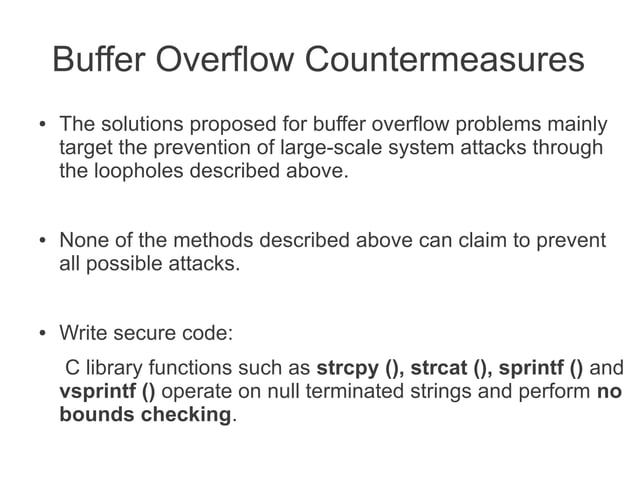 Presentation buffer overflow attacks and theircountermeasures | PPT