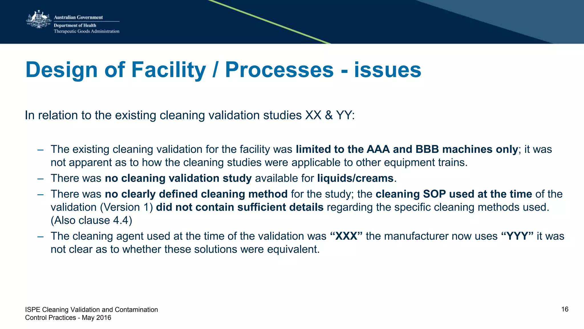 Presentation: Cleaning and Contamination Control: A regulatory ...