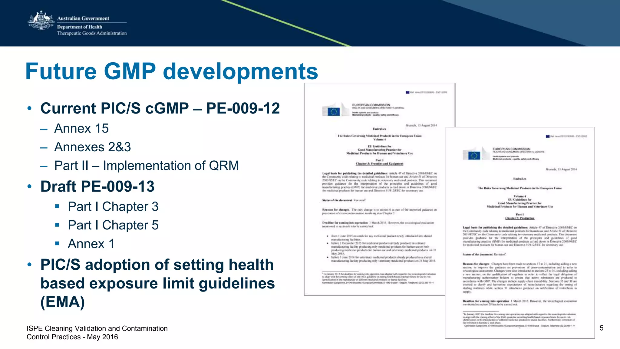 Presentation: Cleaning and Contamination Control: A regulatory ...
