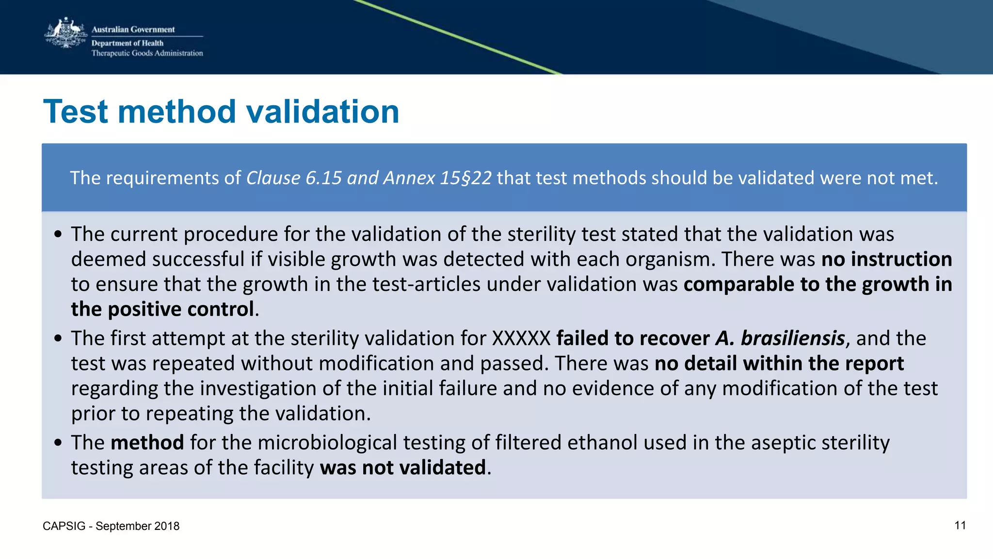TGA presentation: Common inspection deficiencies | PPTX
