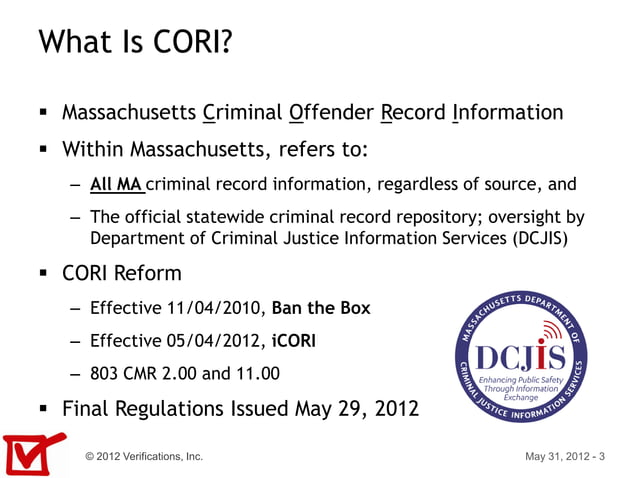 Massachusetts CORI Reform - Final Regulations, Impact and Analysis | PPT