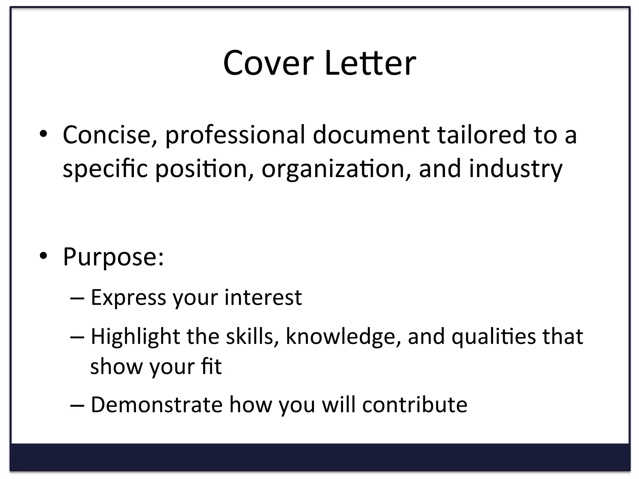 Cover Letter Writing- Undergraduate Students | PDF | Resume Writing and ...
