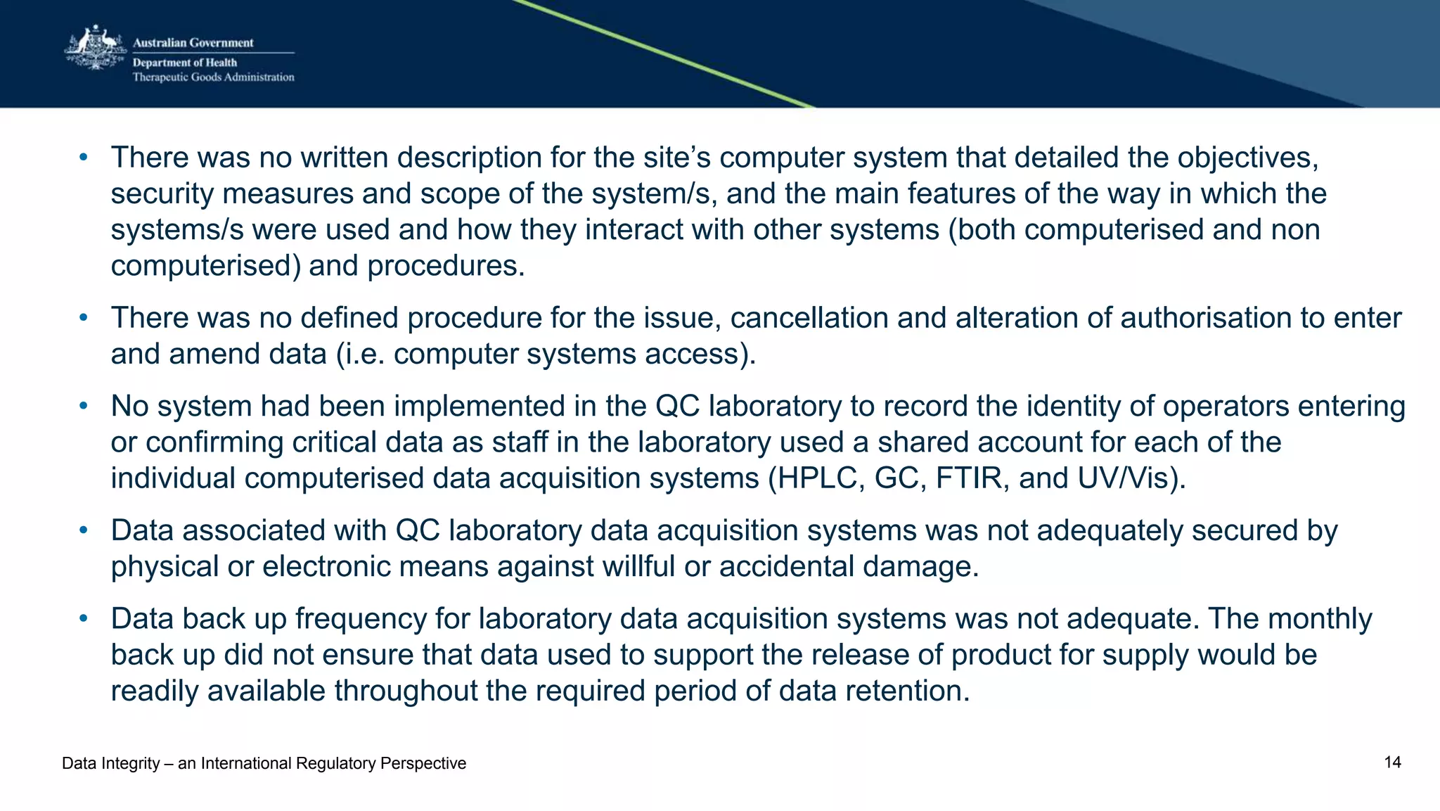 Presentation: Data Integrity – an international regulatory perspective ...