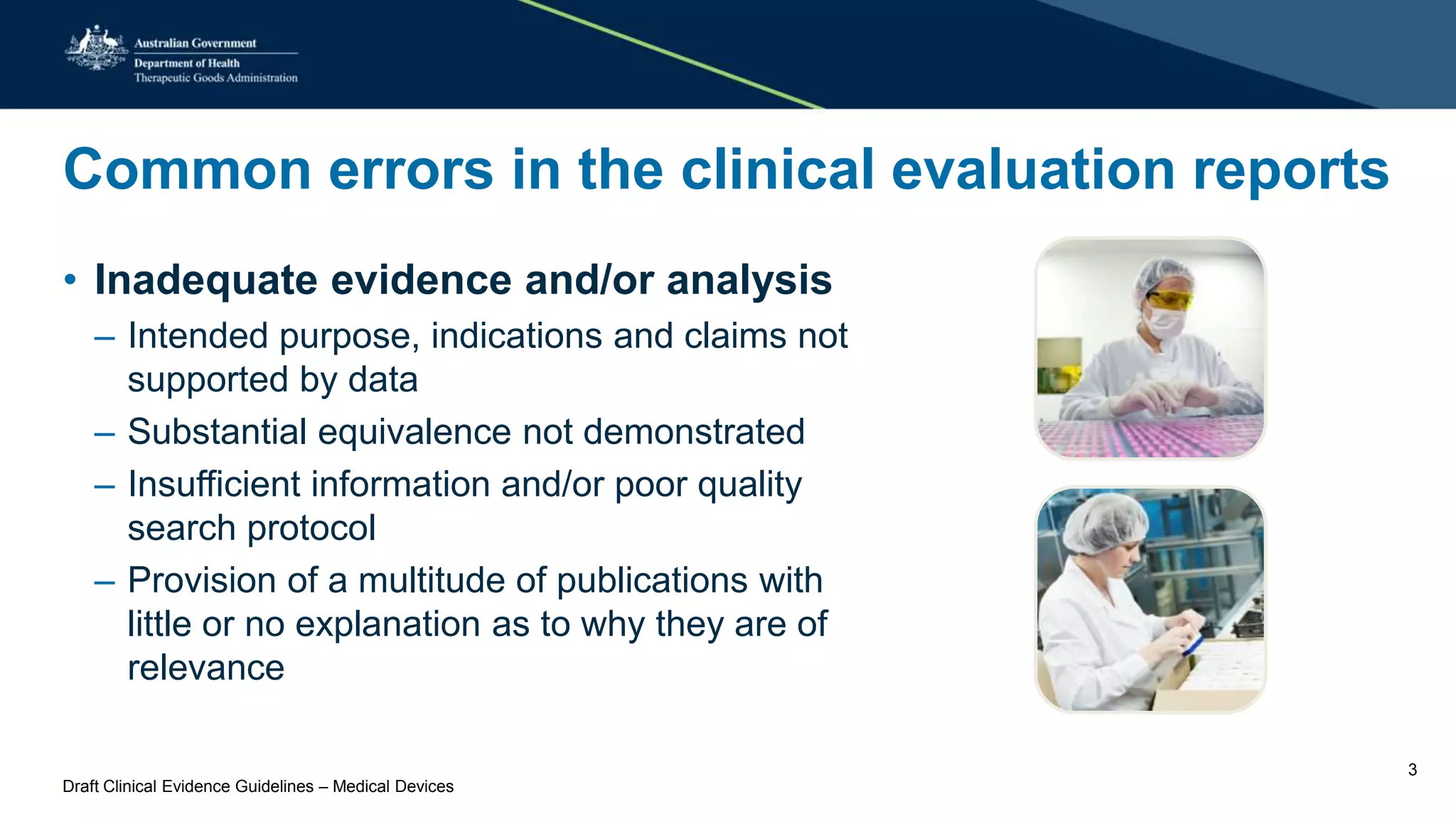Presentation: Draft Clinical Evidence Guidelines – Medical Devices | PPT