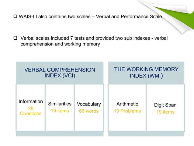 The Wechsler Adult Intelligence Scale (WAIS) | PPT