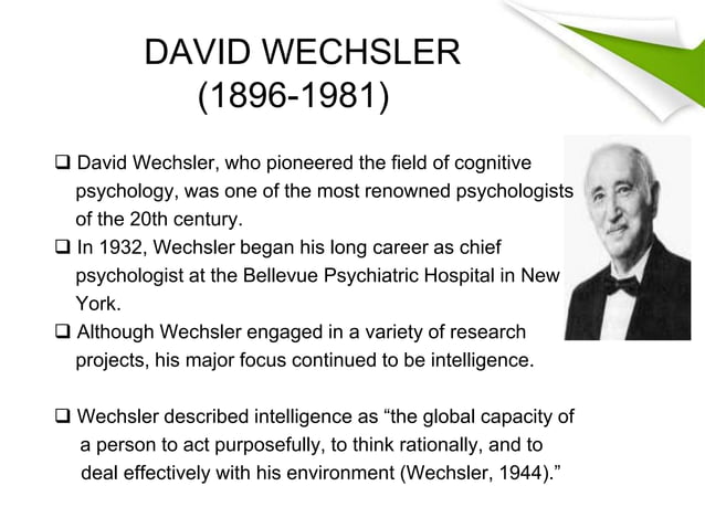 The Wechsler Adult Intelligence Scale (WAIS) | PPT