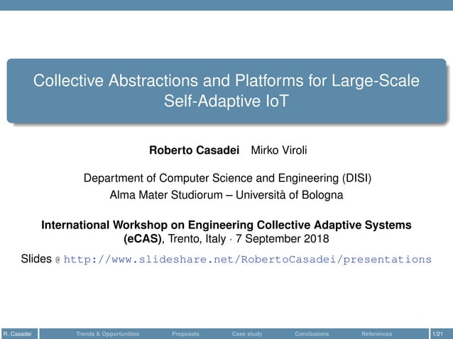 Collective Abstractions and Platforms for Large-Scale Self-Adaptive IoT | PPT