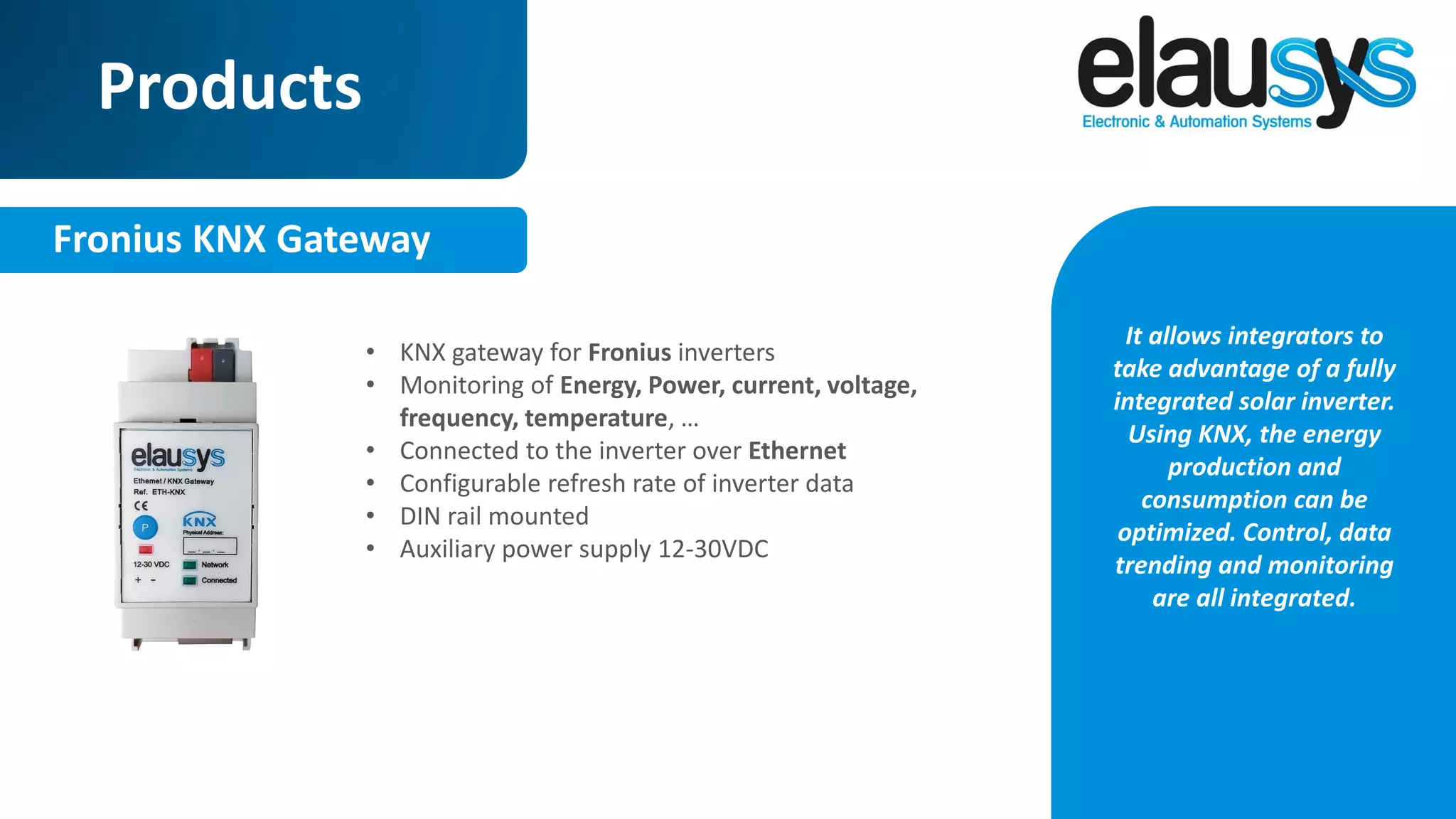 ELAUSYS KNX gateway for Fronius inverters | PDF