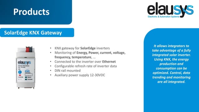 ELAUSYS KNX gateway for SolarEdge inverters | PPT
