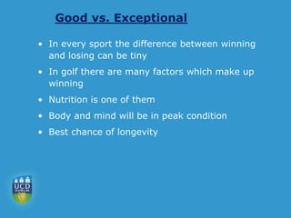 Nutrition - Elite Female Teenage Golfer | PPTX