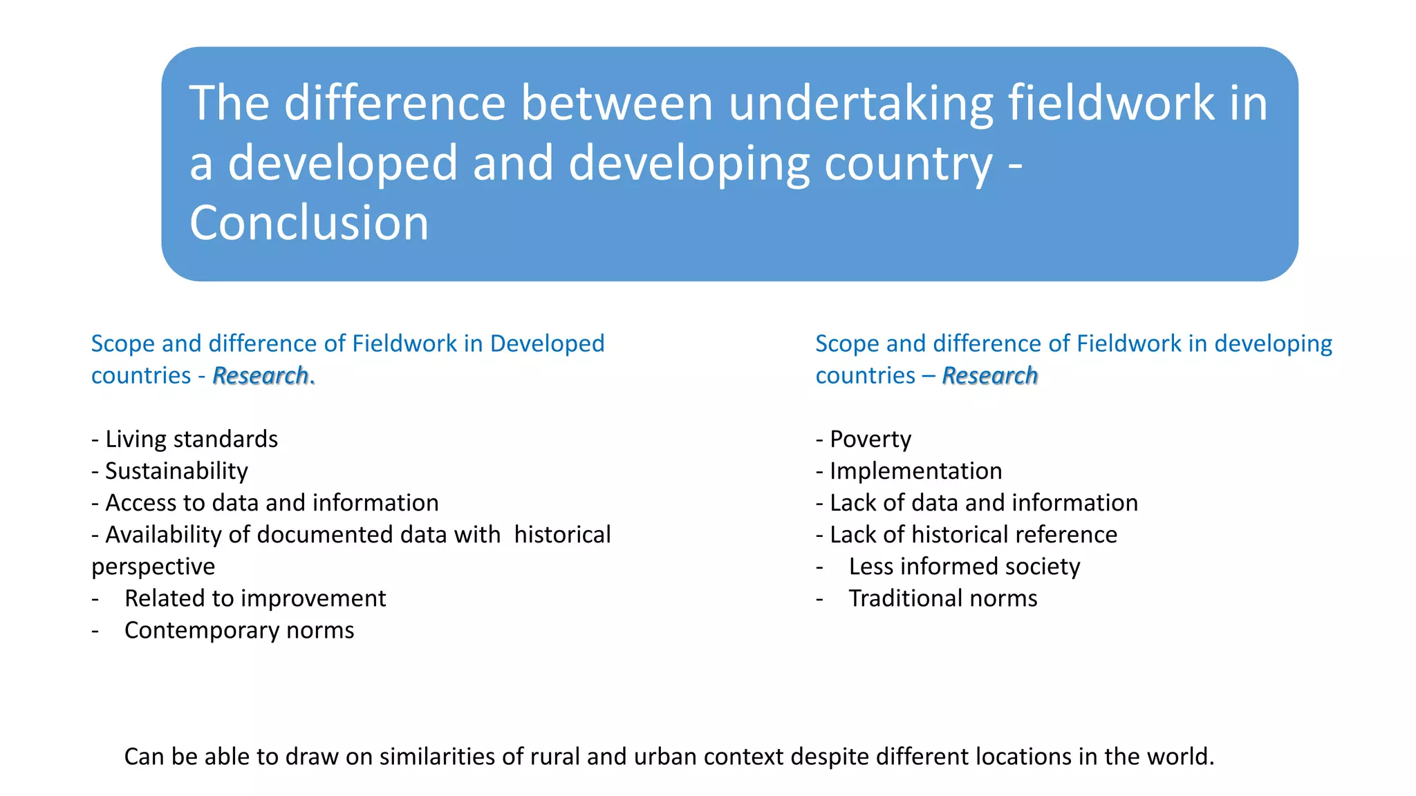 Presentation fieldwork developed and developing countries | PPTX