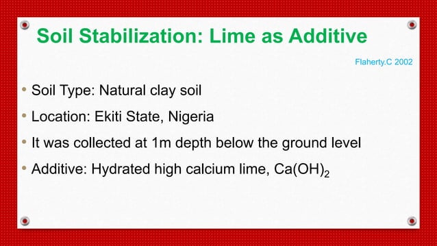 SOIL STABILIZATION USING LIME AND CEMENT | PPTX | Gardening | Home & Garden
