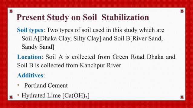 SOIL STABILIZATION USING LIME AND CEMENT | PPTX | Gardening | Home & Garden