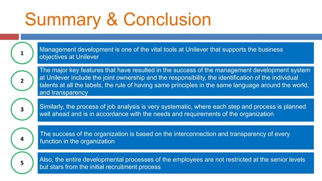 UNILEVER MANAGEMENT DEVELOPMENT AND JOB ANALYSIS & ORGANIZATION ...