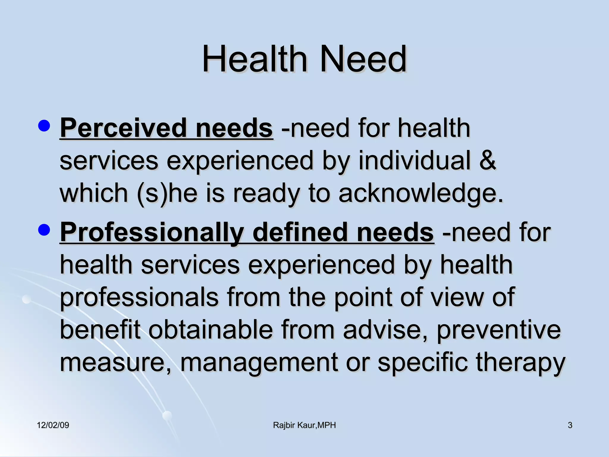 Health Need Assessment | PPT
