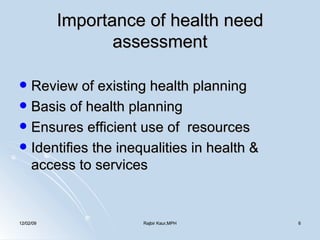 Health Need Assessment | PPT