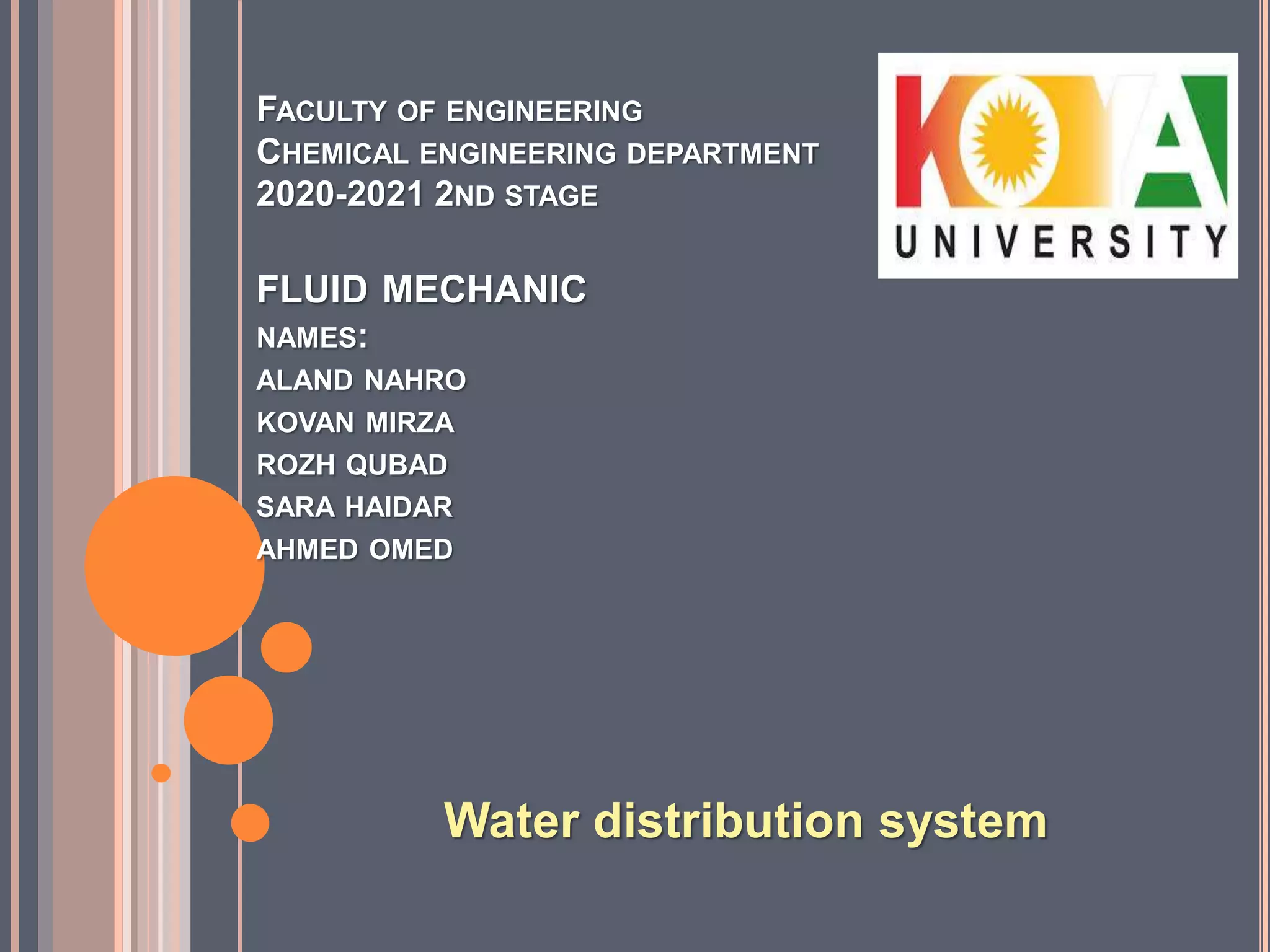 Presentation - water distribution system | PPTX