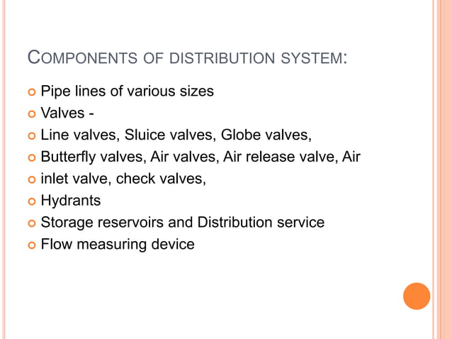 Presentation - water distribution system | PPTX | Water Services | Home ...