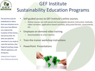 GEF Institute Sustainability Workforce Development | PPT