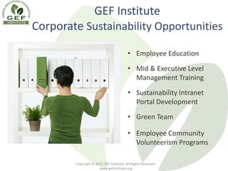 GEF Institute Sustainability Workforce Development | PPT