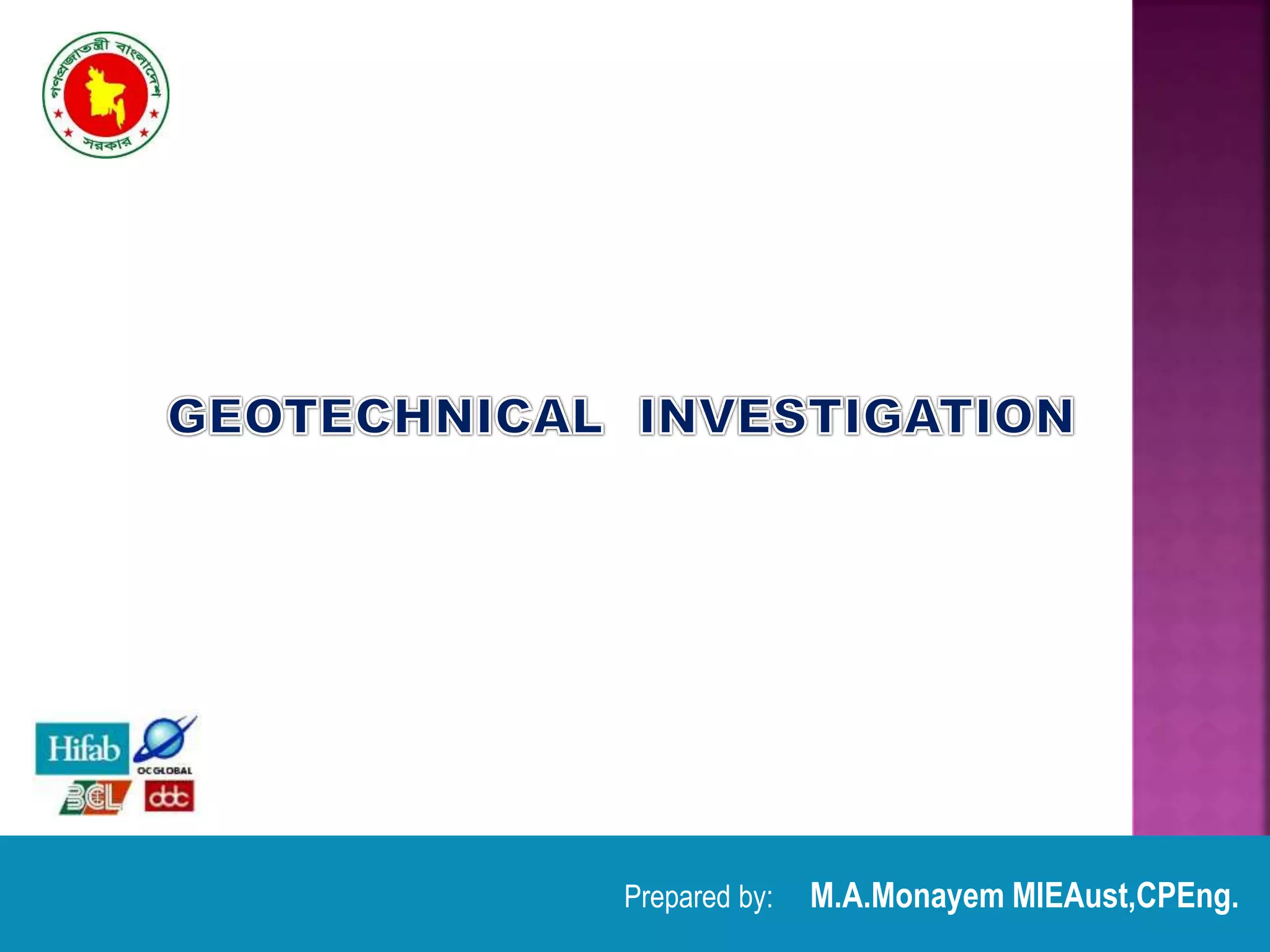 Presentation geotechnical investigation | PPTX