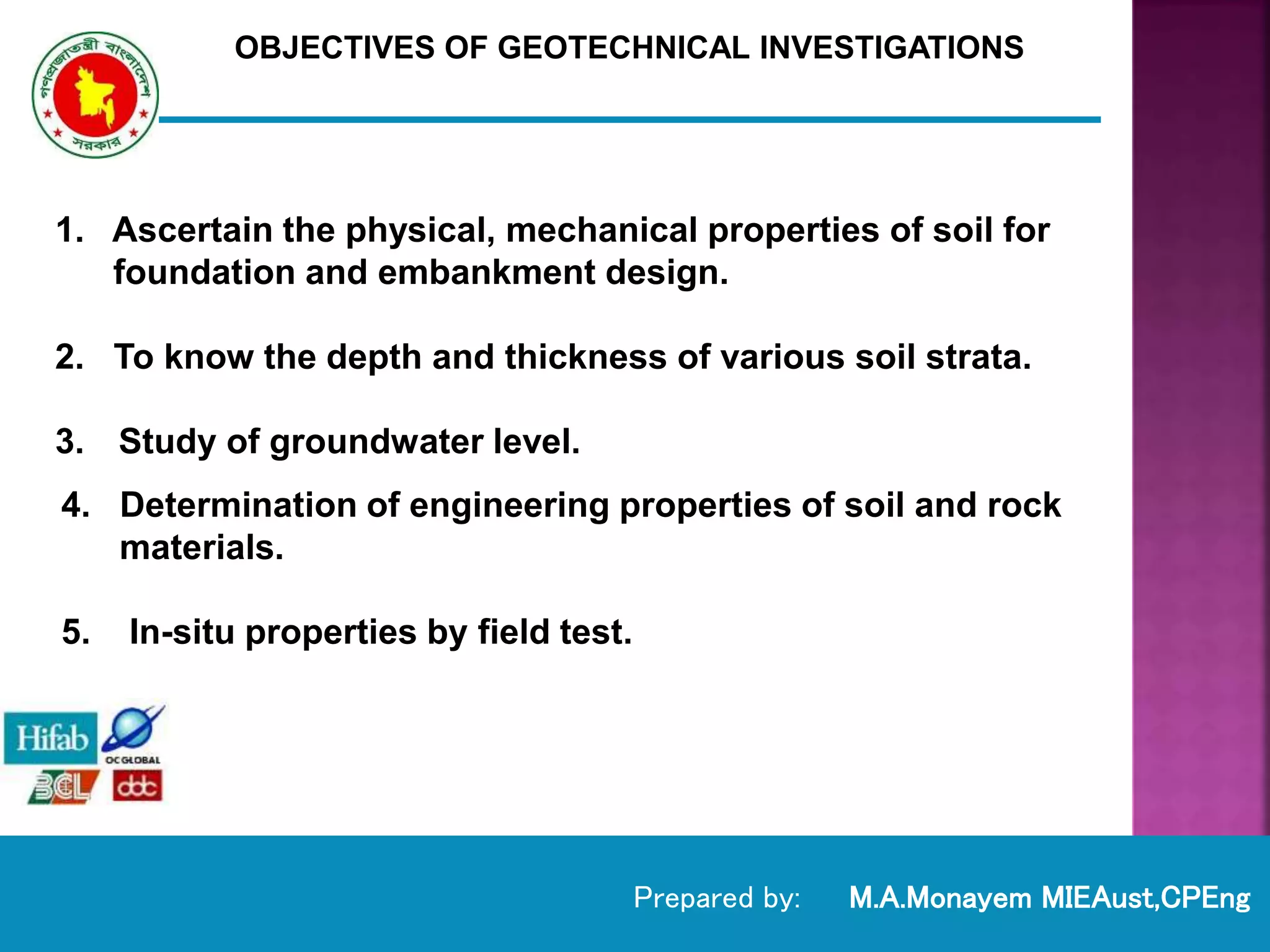 Presentation geotechnical investigation | PPTX