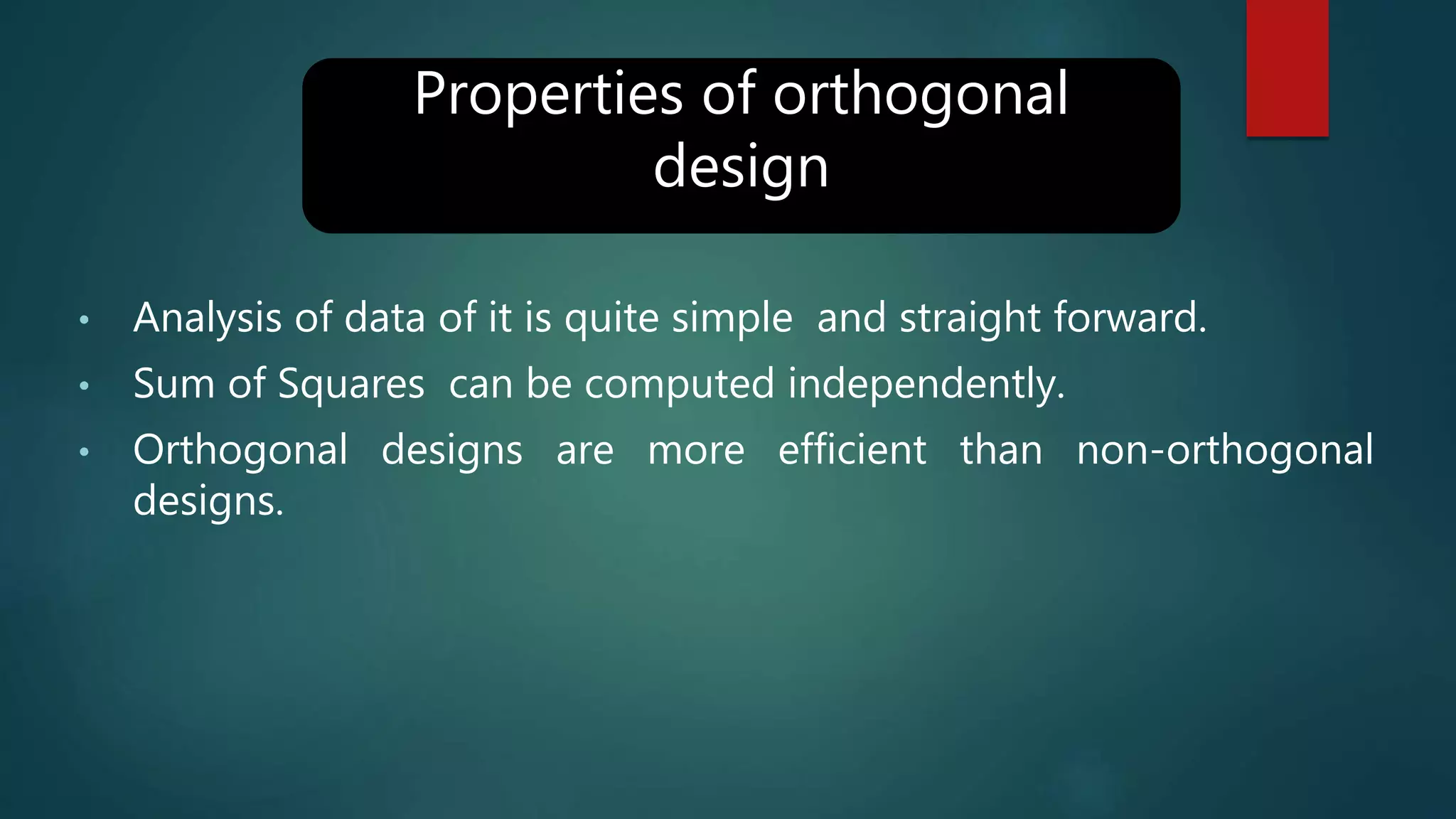 Orthogonal Property of Standard Design/Orthogonality of Design and ...