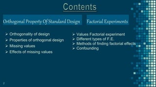 Orthogonal Property of Standard Design/Orthogonality of Design and ...