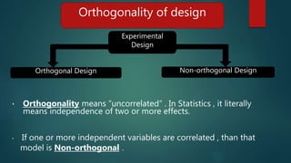 Orthogonal Property of Standard Design/Orthogonality of Design and ...